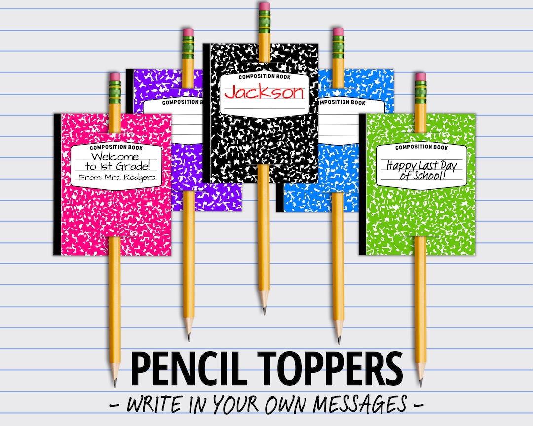Back to School Gift Pencil Toppers, Composition Notebook Printable for ...