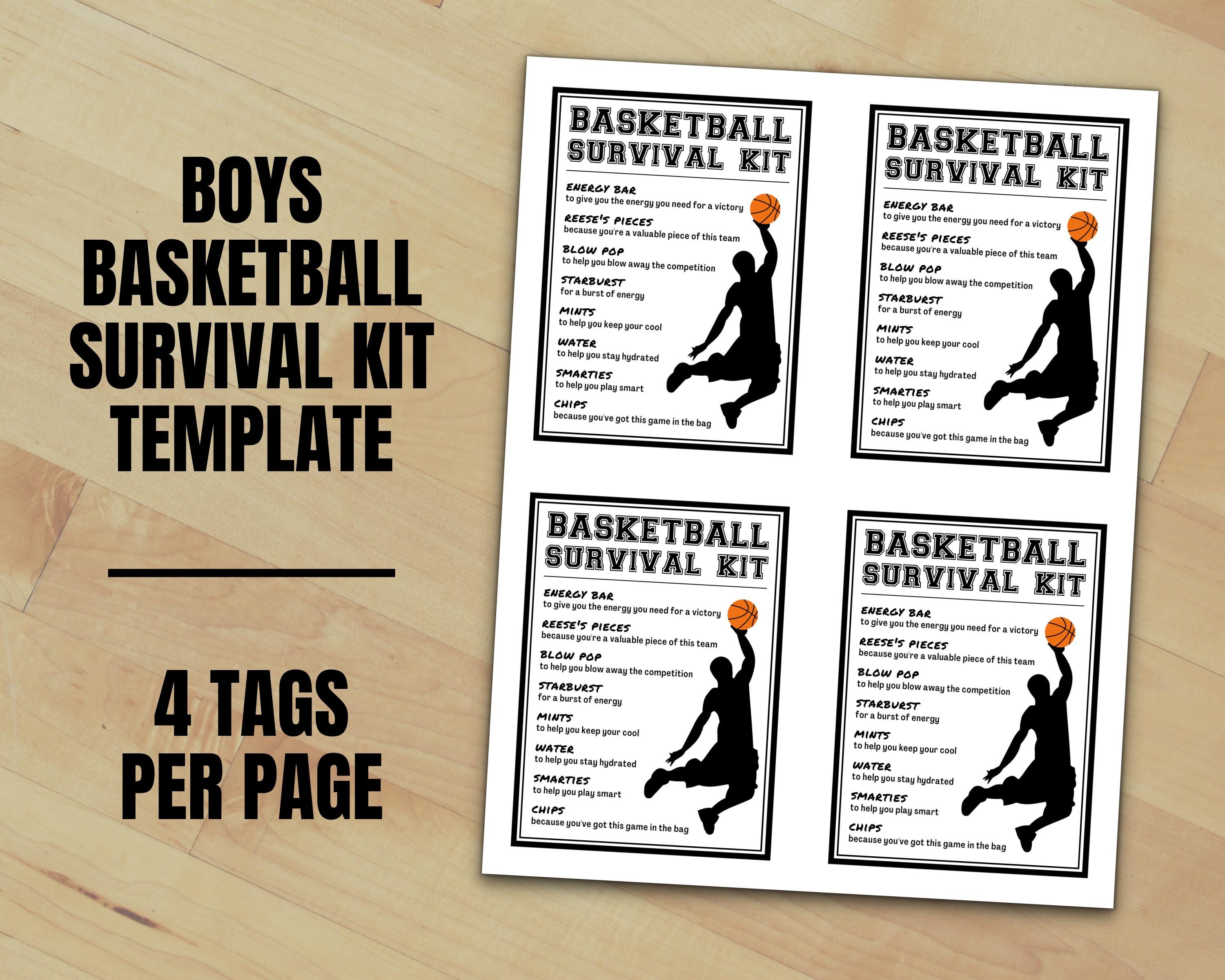 Editable Basketball Survival Kit Gift Tags, Boys & Girls Basketball ...