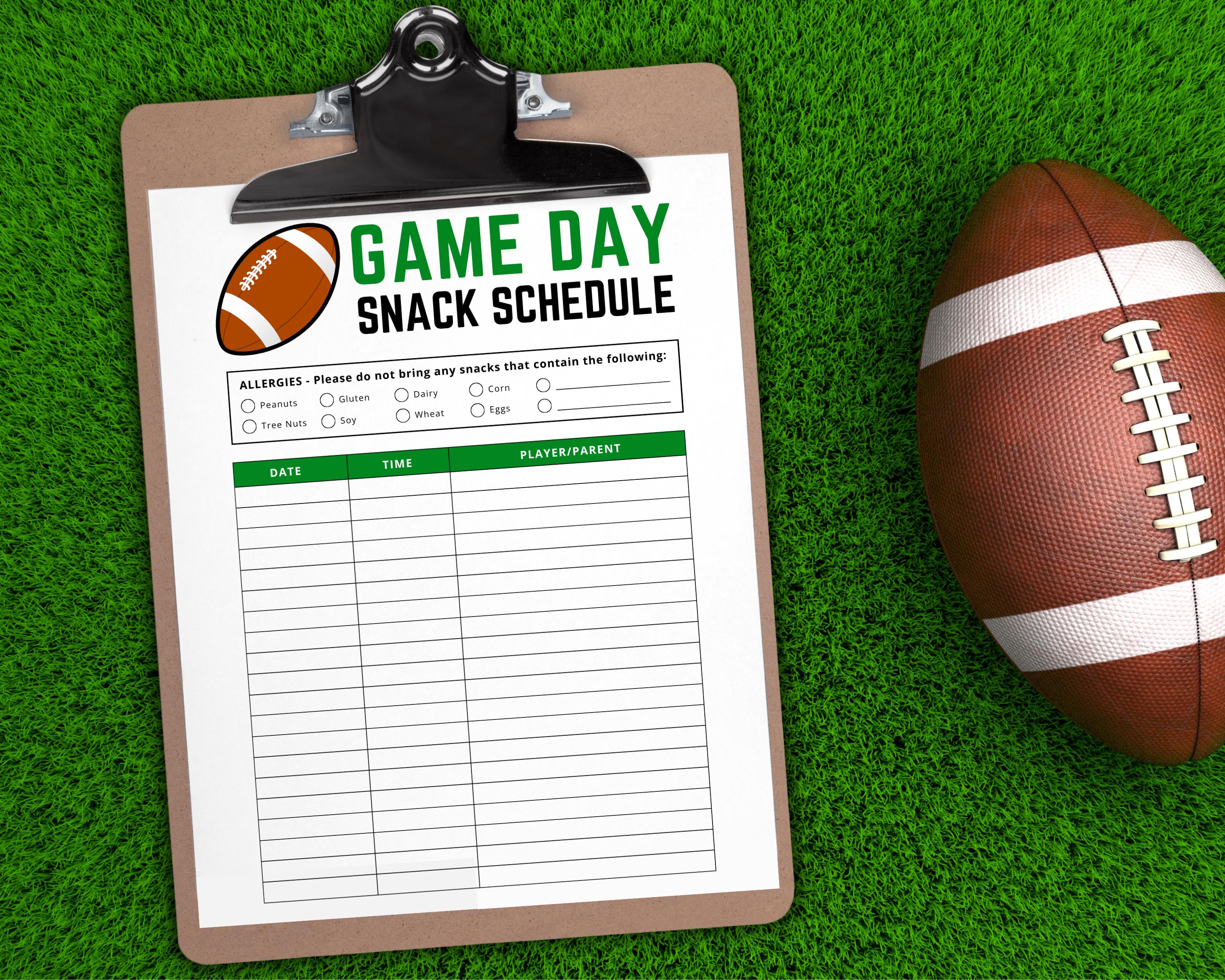 EDITABLE Football Snack Schedule Sign up Sheet, Football Coach and Team ...