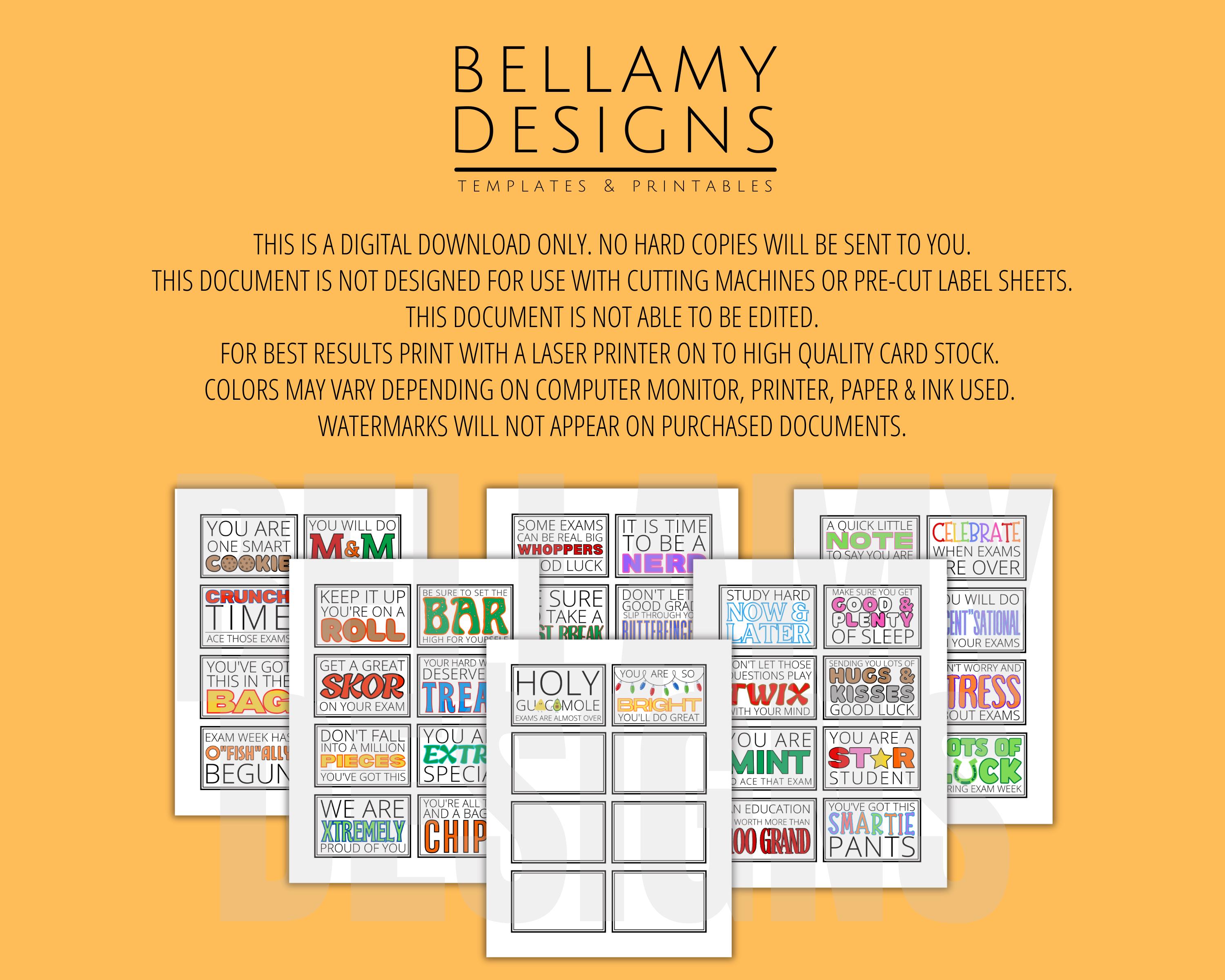 Exams Care Package Tags, Printable Gift Tags for Students, Final Exams ...