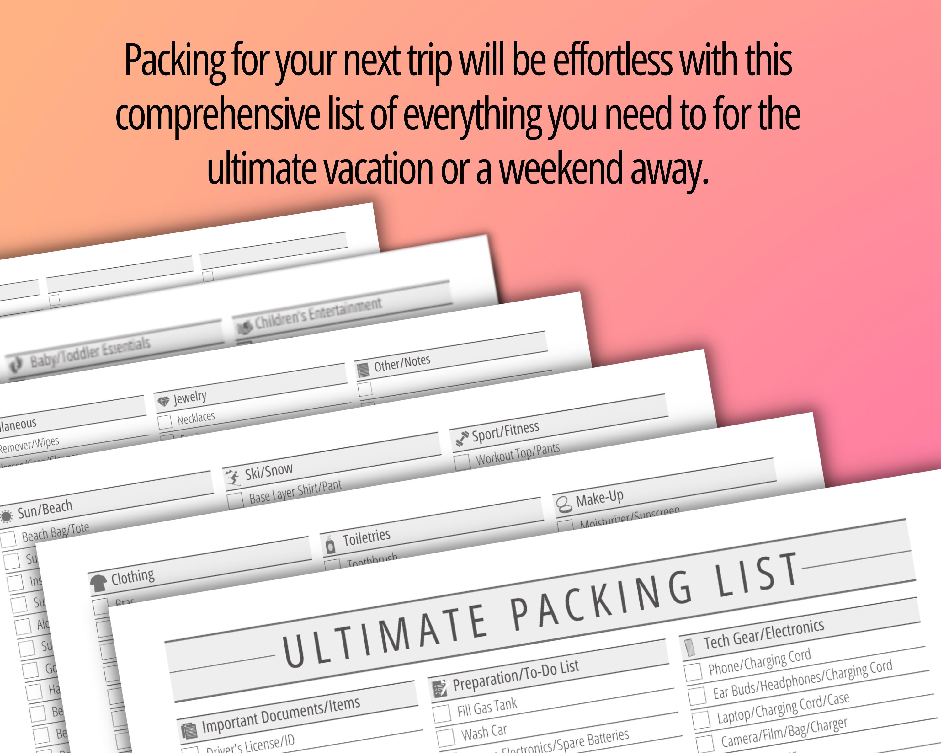 Ultimate Packing List Printable Packing Planner List Planner - Etsy