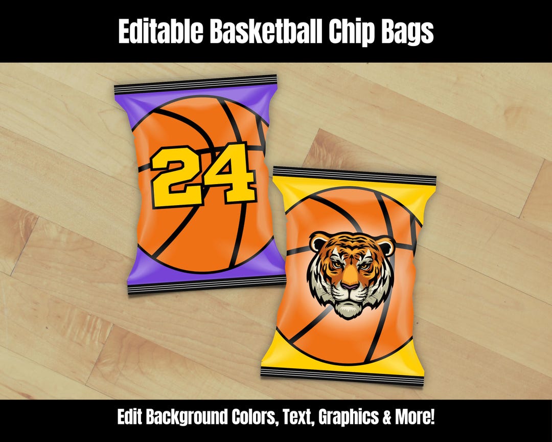 Buy Editable Basketball Chip Bag Printable, Goodie Bag Party Favors for ...