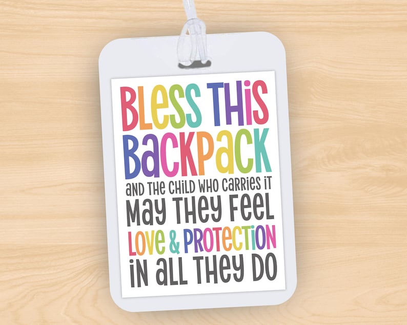 Backpack Blessings Gift Tags, Bless This Backpack, Back to School Prayer Cards, Sunday School ...