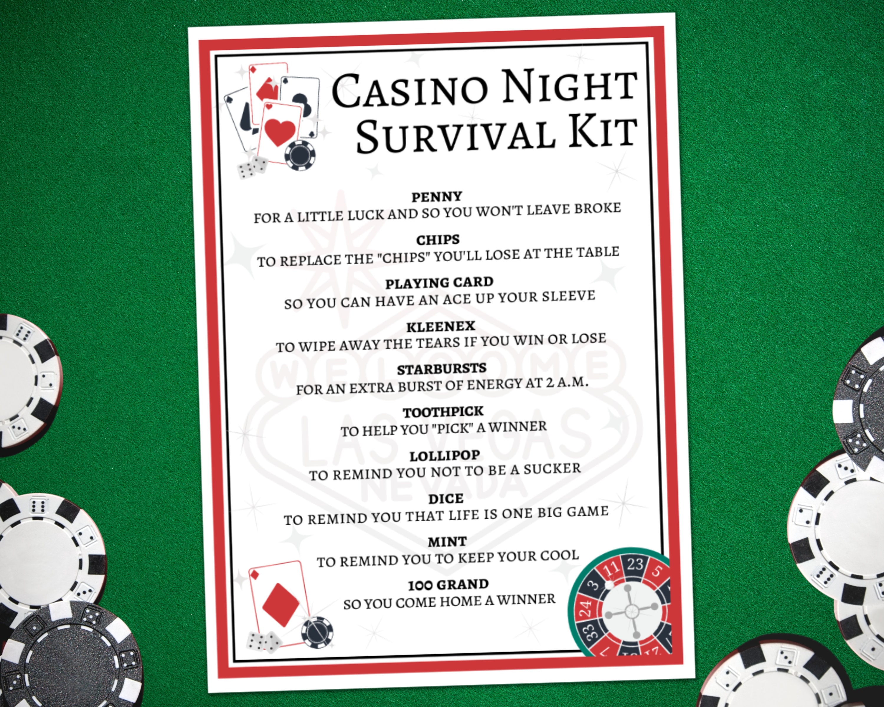 Casino Night Survival Kit Gift Tags Casino Party Favor Girls - Etsy