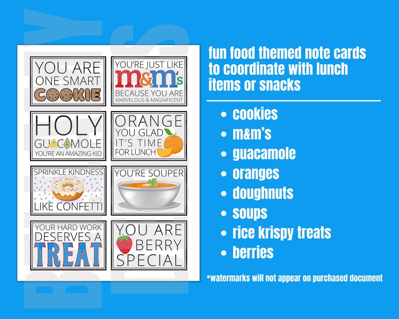 Lunchbox Notes Printable for School Lunches, Field Trip Summer Camp or ...