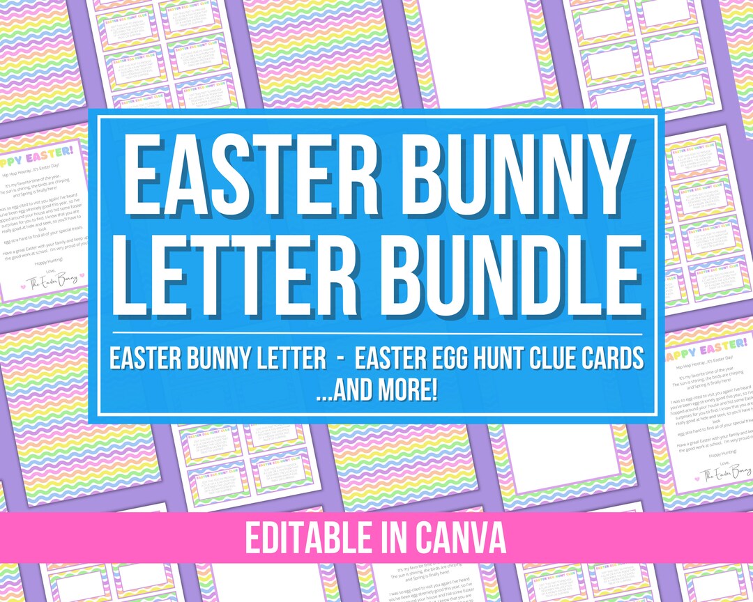 Editable Easter Bunny Letter Bundle Template, Easter Egg Hunt Clue ...