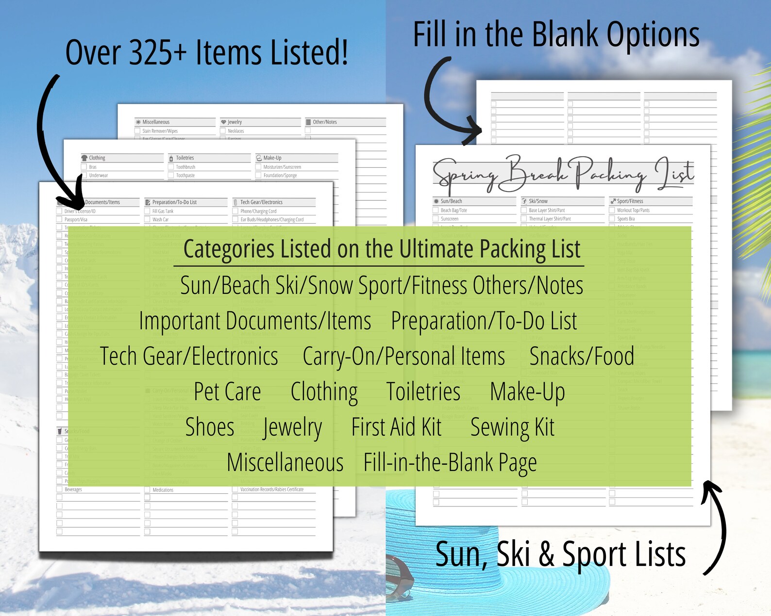 Spring Break Packing List Planner Vacation Packing Checklist | Etsy