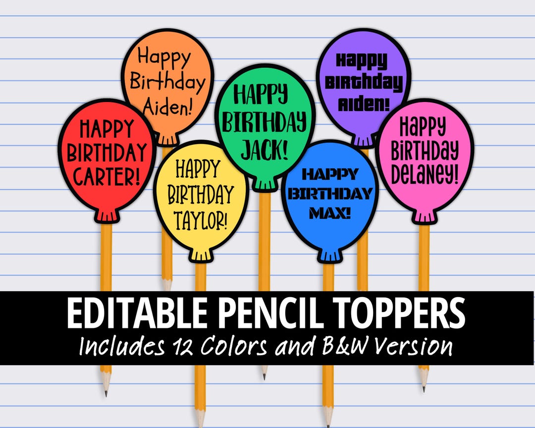 Balloon Pencil Toppers, Student Birthday Gift, Goodie Bag Party Favors ...
