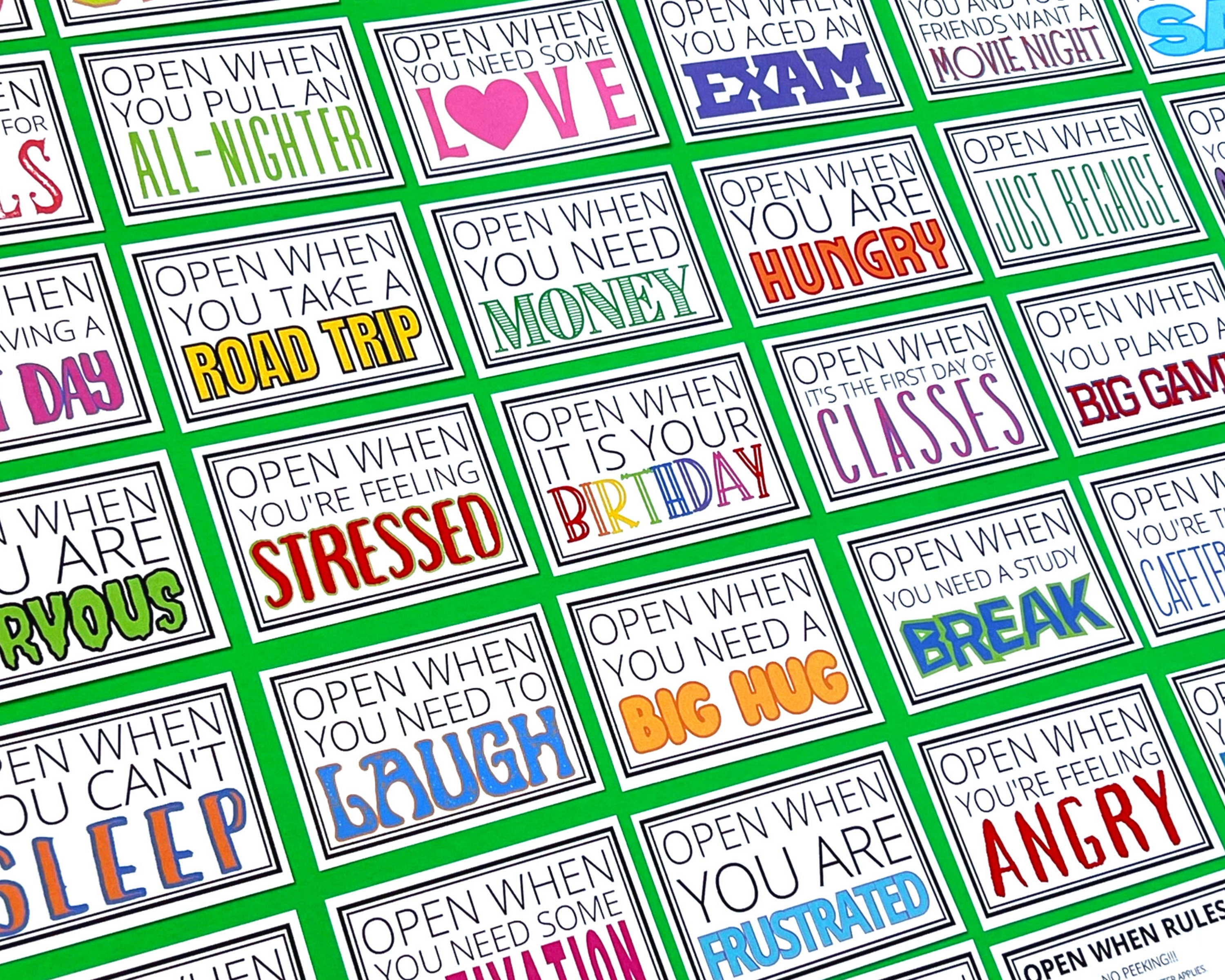 Open When Letters Printable Envelope Labels or Cards College - Etsy