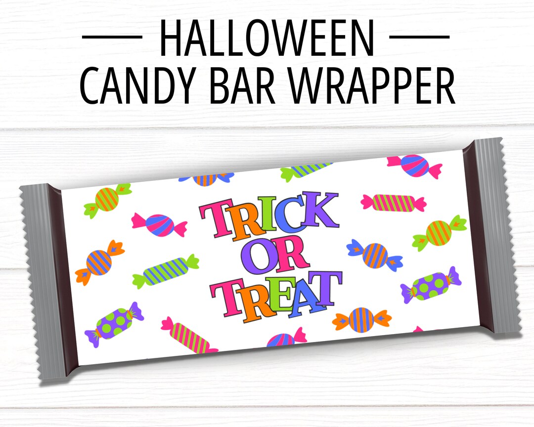 Halloween Candy Bar Wrapper, Printable Goodie Bag Party Favors, Trick ...