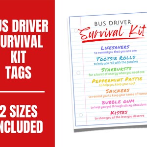 Bus Driver Survival Kit Gift Tags, Transportation Department ...