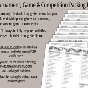 Sports Packing List for Athletes Parents Team Moms, Tournament Game ...