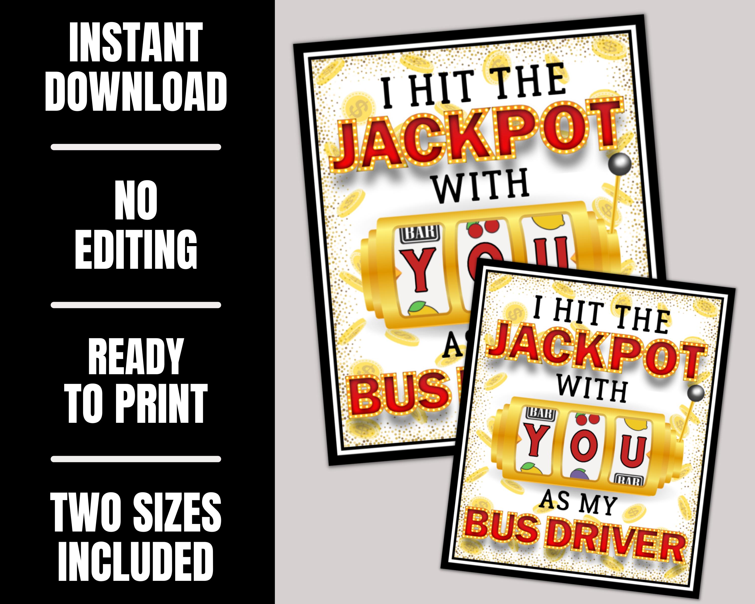 School Bus Driver Gift Tags, Hit the Jackpot or Lottery Tags ...