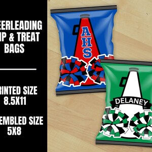 Cheerleading Chip & Treat Bag, Editable Cheerleader Ball Chip Bag ...