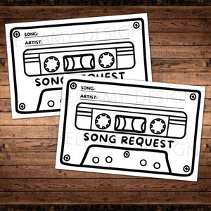 Song Request Cards & Signs, Karaoke Band DJ Printable Song Request Tags ...