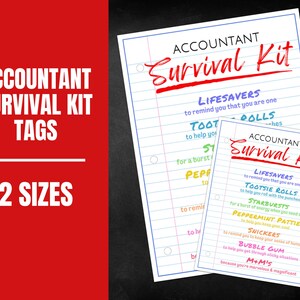 Accountant Survival Kit Gift Tags, CPA Accountant Appreciation Thank ...