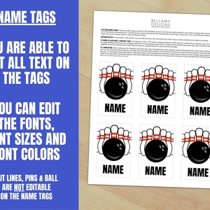 Editable Bowling Bag Tag Insert, Custom Bowling Equipment Gear ...