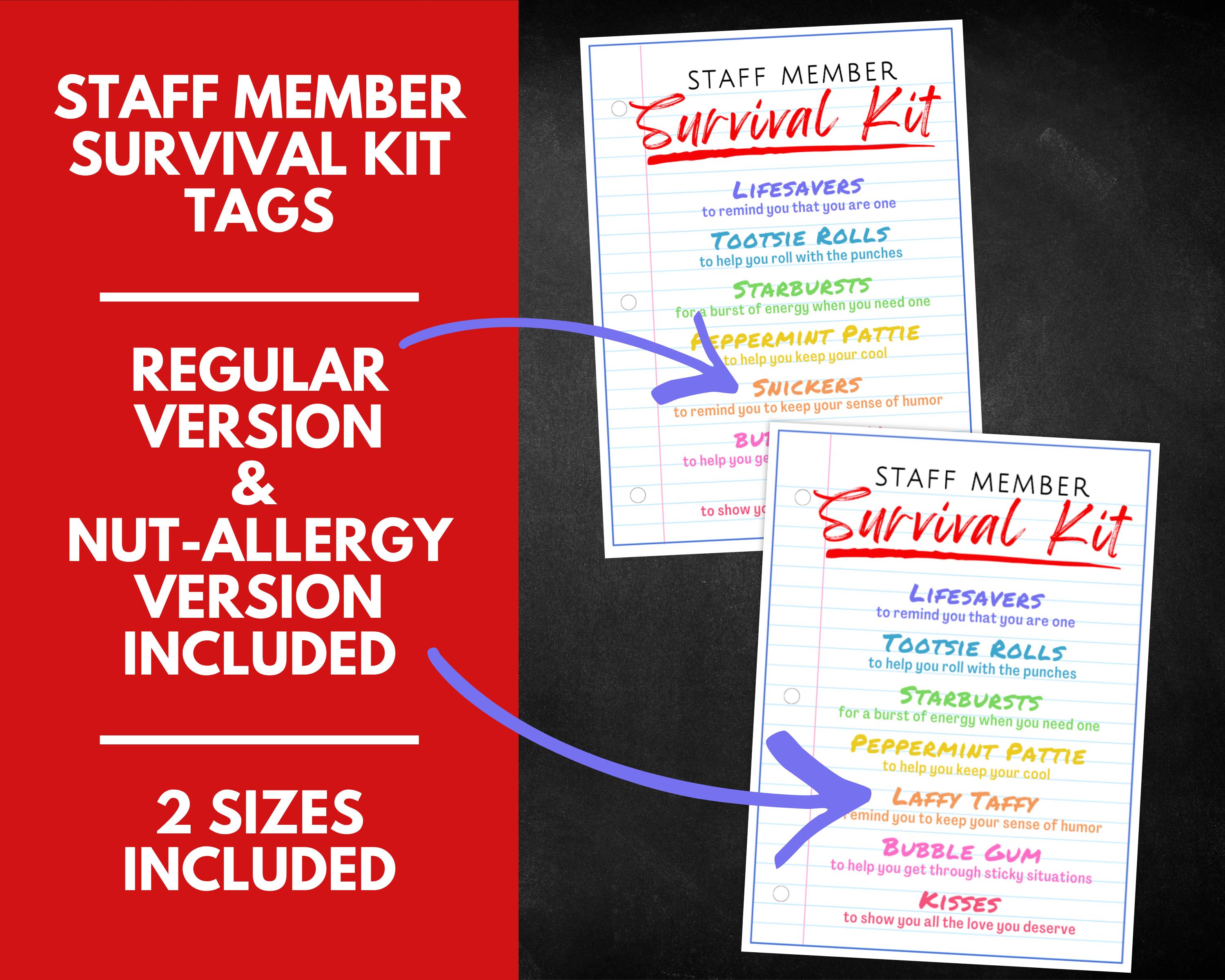 Staff Member Survival Kit Gift Tags, Staff Appreciation and Thank You ...
