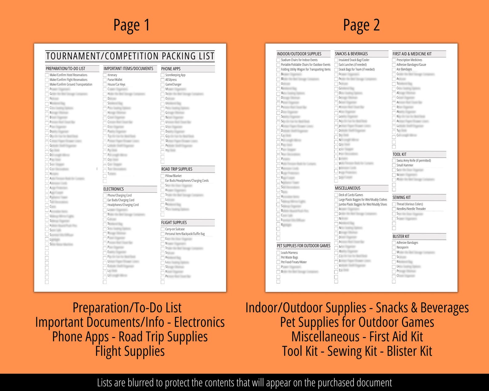 Sports Packing List for Athletes Parents Team Moms, Tournament Game ...