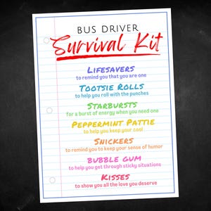 Bus Driver Survival Kit Gift Tags, Transportation Department ...