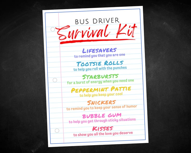 Bus Driver Survival Kit Gift Tags, Transportation Department ...