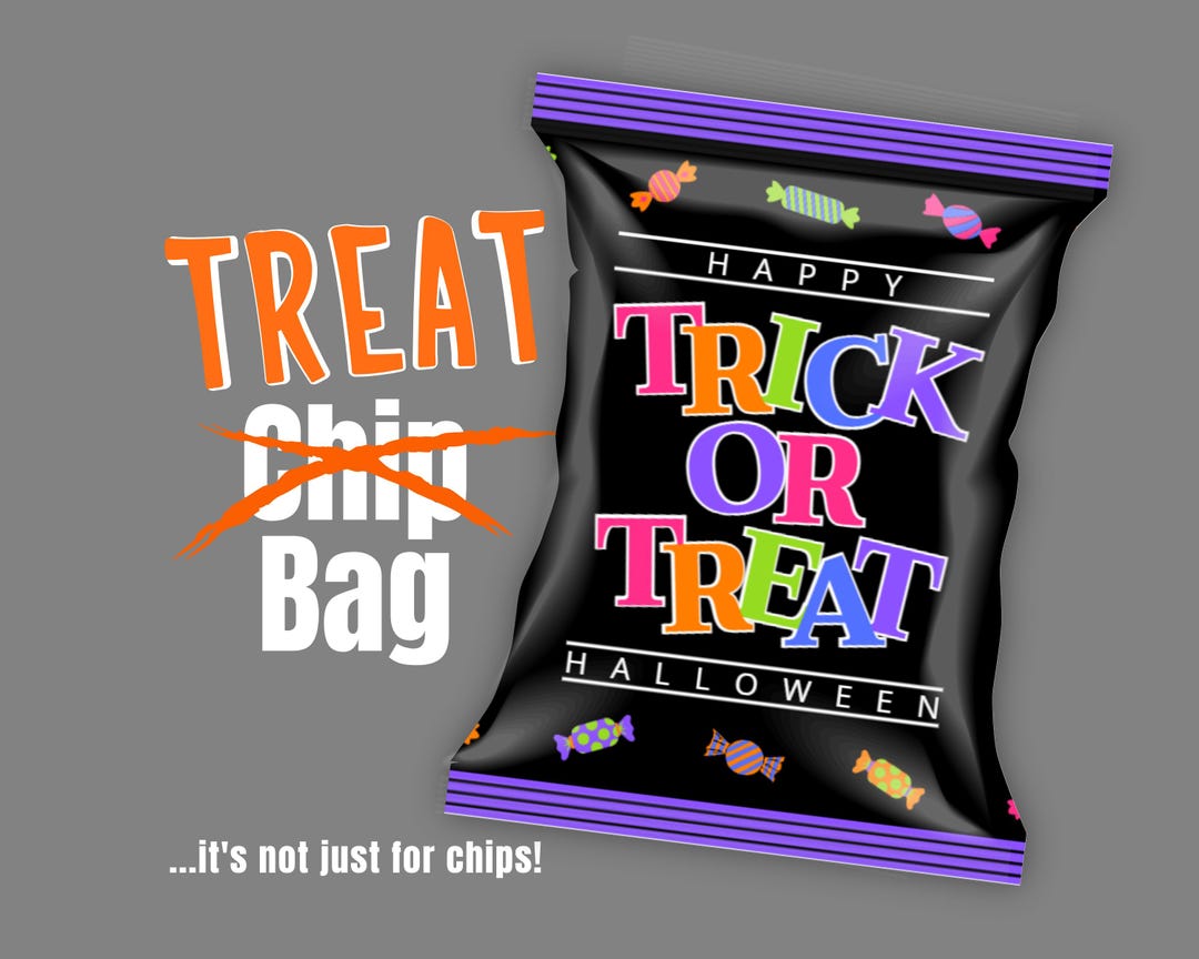 Halloween Chip Bag Wrapper, Trick or Treat Goodie Bag Party Favors ...