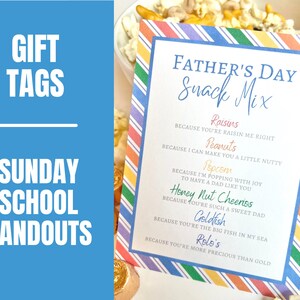 Father's Day Snack Mix Gift Tags, Printable Treat Card, School & Church ...