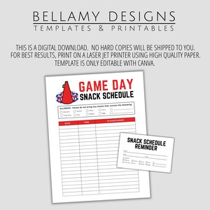 EDITABLE Cheerleading Snack Schedule Sign up Sheet, Cheer Game Day ...
