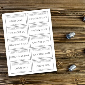 Father's Day Printable Coupon Cards, DIY Coupon Book for Father's Day ...