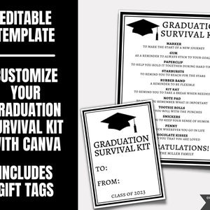 Editable Graduation Survival Kit Gift Tags, Graduation Party Favors ...