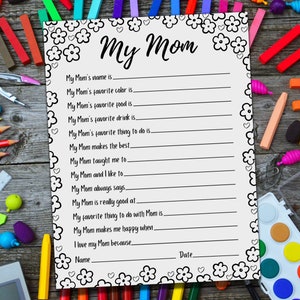 My Mom Activity Coloring Page, All About Mom Craft Idea, Mom's Day ...