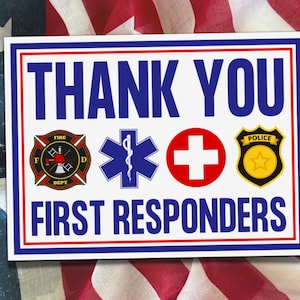 Thank You First Responders Appreciation Gift Tags, Police Firefighter ...