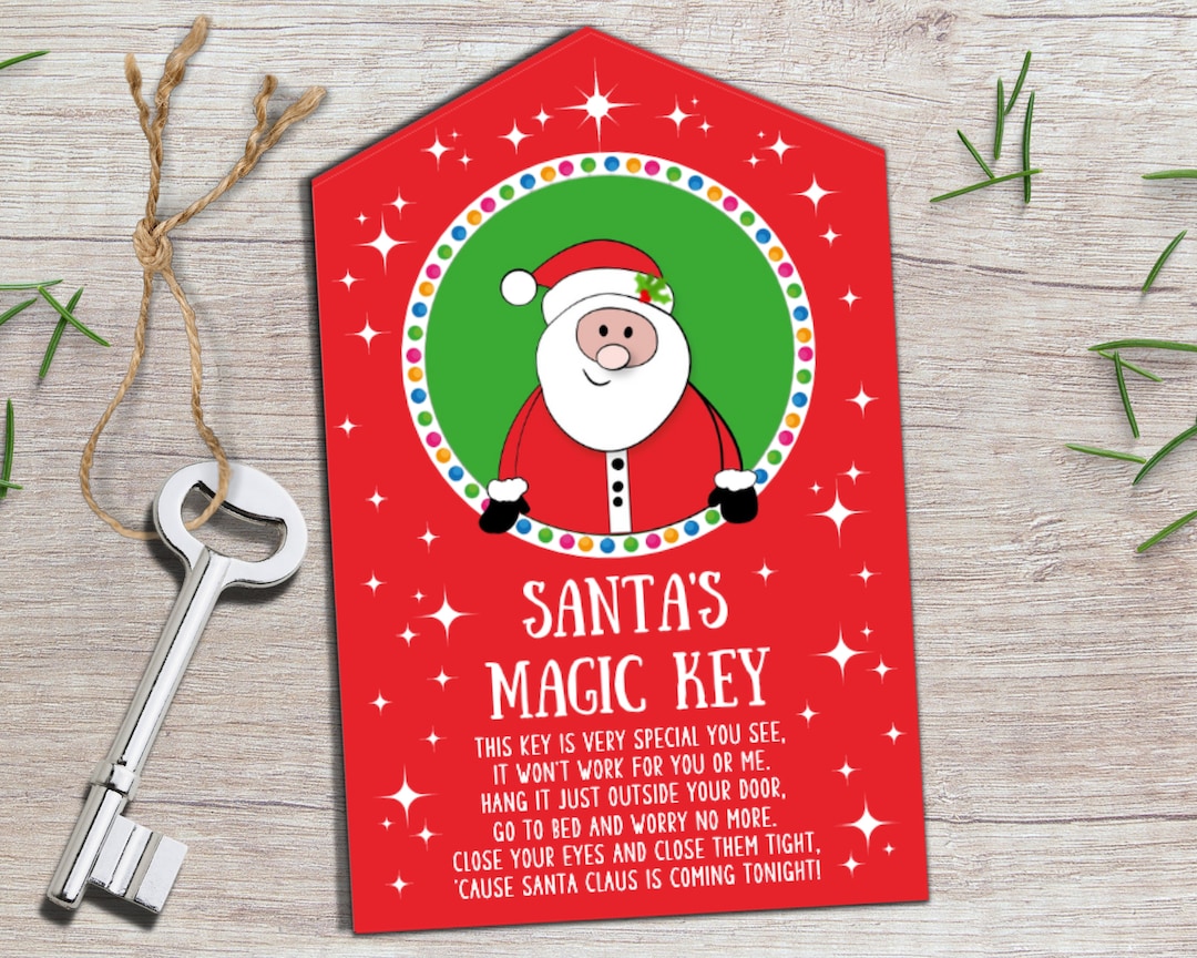 Santa's Magic Key Poem Printable Tag, Santa Key Tag, Party Gift Favor ...