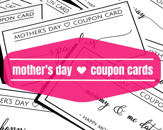 Mother's Day Coupons Printable Cards DIY Coupon Book | Etsy