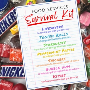 Food Services Survival Kit Gift Tags, Lunchroom Cafeteria Appreciation ...