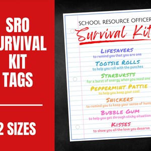 SRO School Resource Officer Survival Kit Gift Tag, SRO Appreciation ...