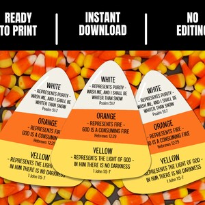 Christian Halloween Candy Corn Trinity Tags, Religious Halloween Bag ...