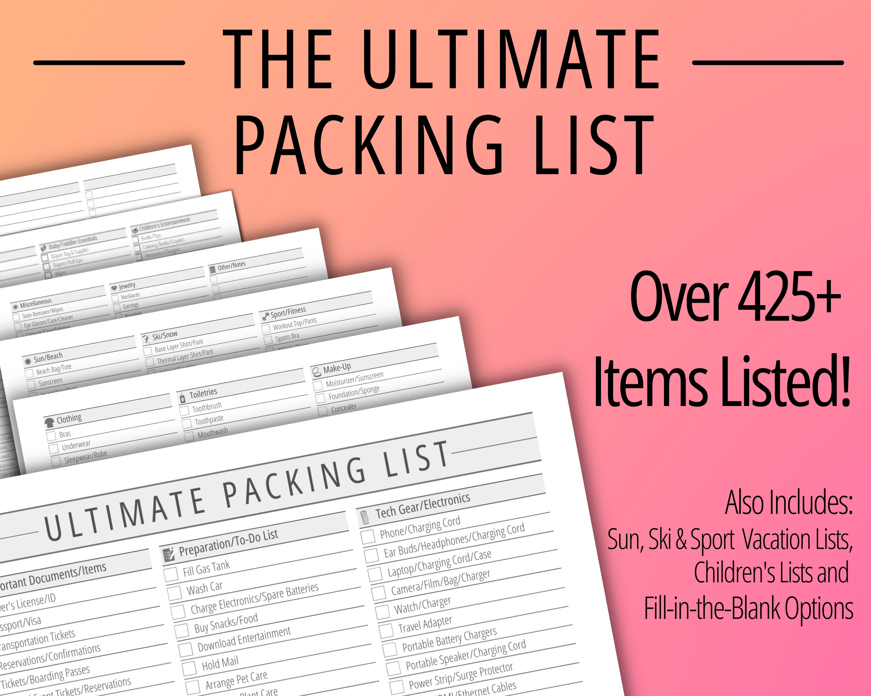 Ultimate Packing List Printable Packing Planner List Planner - Etsy