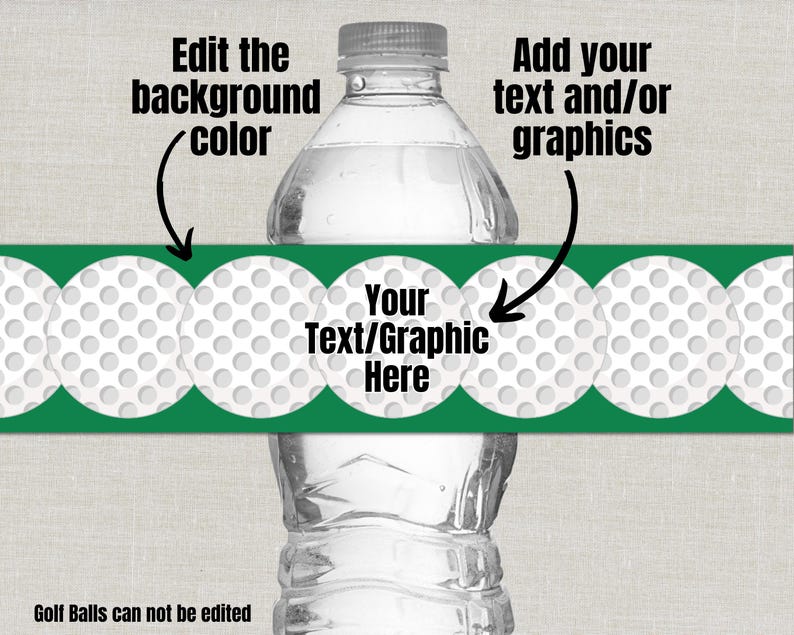EDITABLE Water Bottle Labels, Custom Golf Birthday Party Favors ...