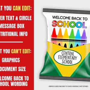 Welcome Back to School Chip Bag, 1st Day Crayon Box Printable, Staff ...