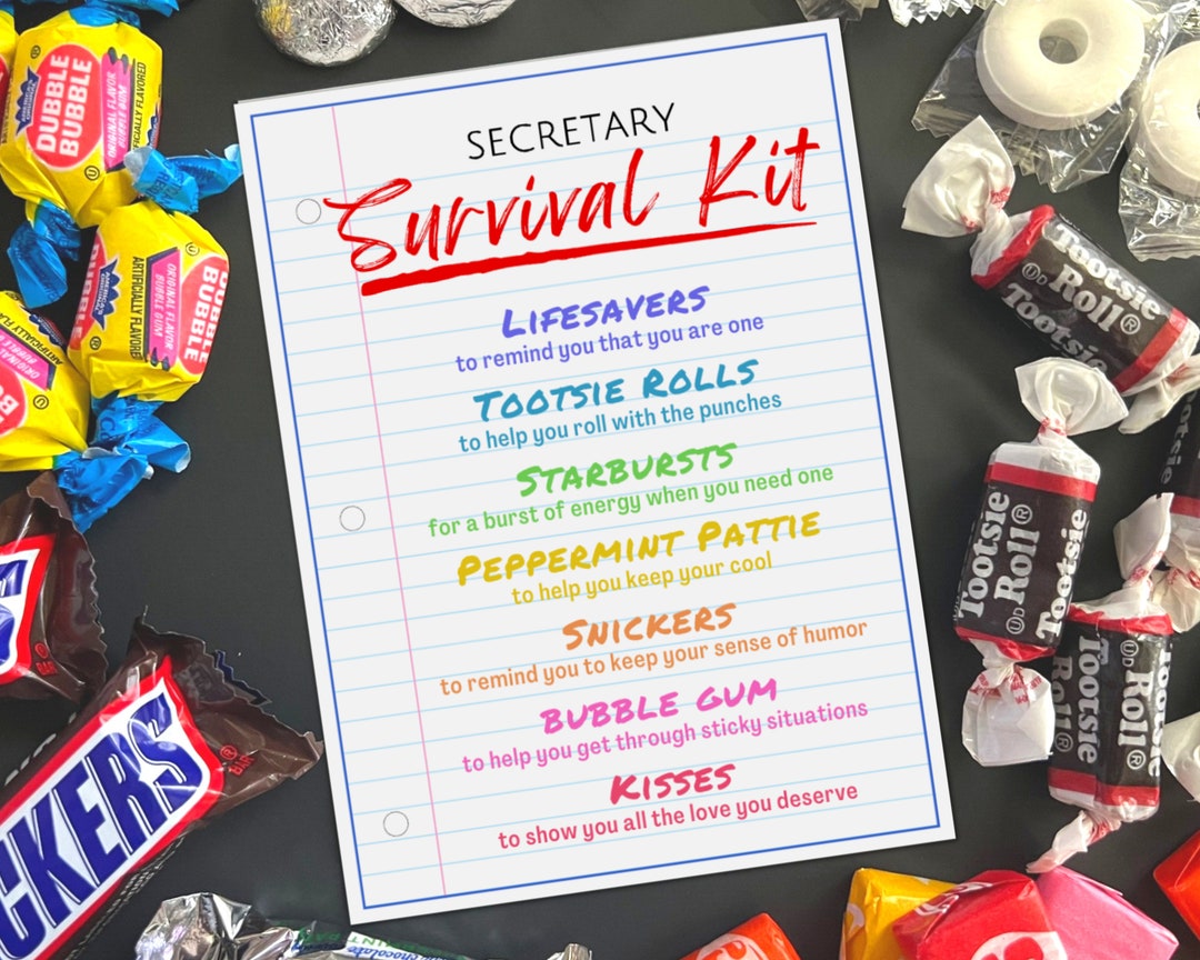 Secretary Survival Kit Gift Tags, Administrative Professionals Day ...