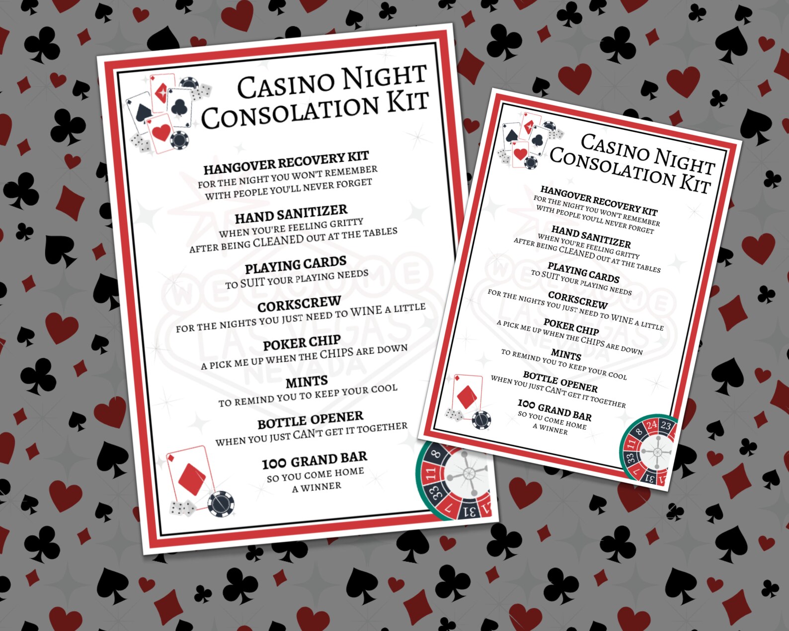 Casino Night Consolation Kit Gift Tags, Casino Party Favor, Girls Night ...