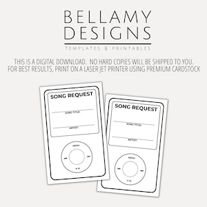 Song Request Cards & Signs, Karaoke Band DJ Printable Song Request Tags ...