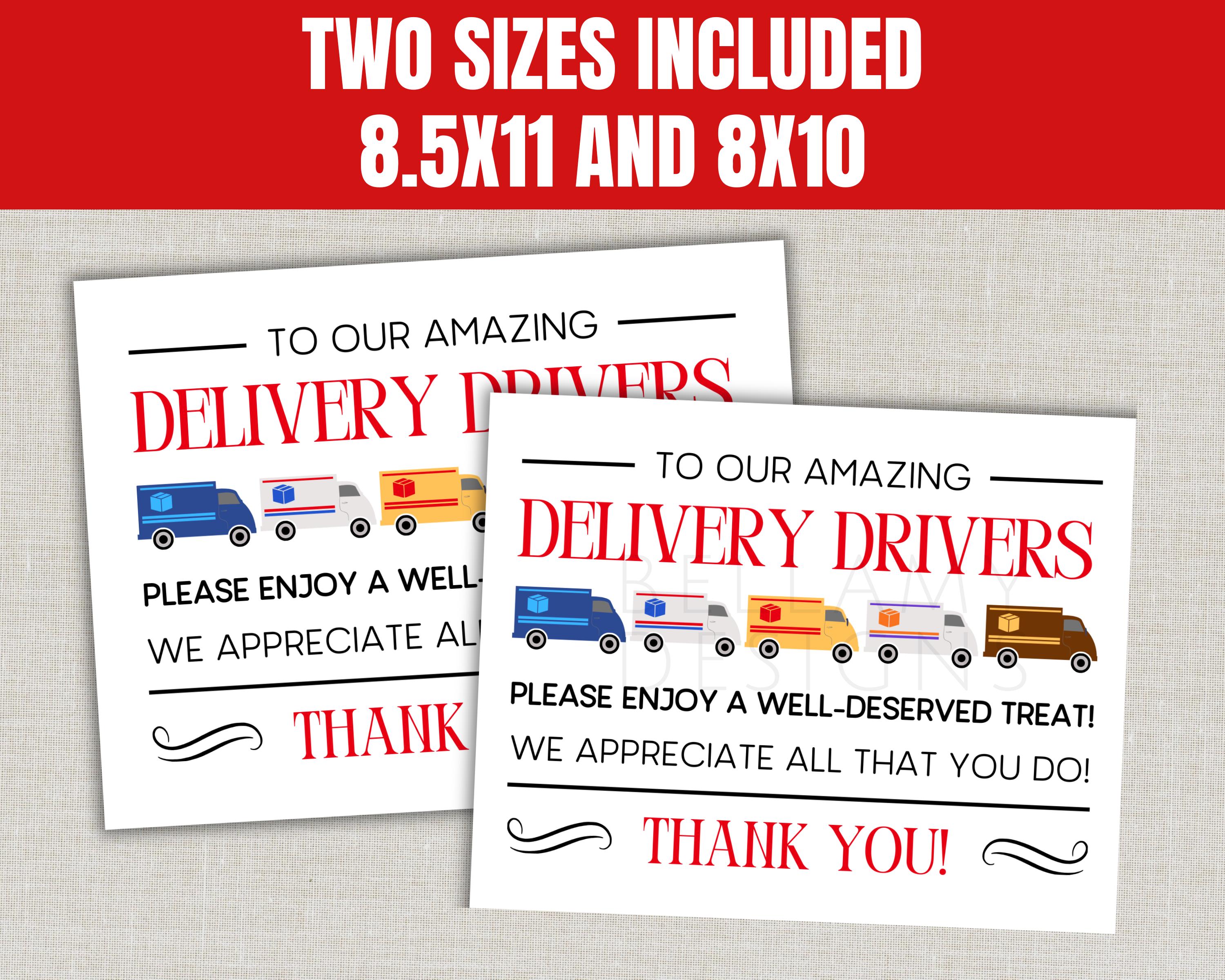 Everyday Use Delivery Driver Thank You Sign Printable, Year Round ...