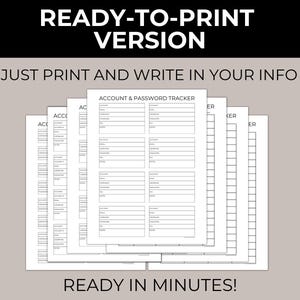 EDITABLE Account & Password Tracker Password Printable, Password Book ...