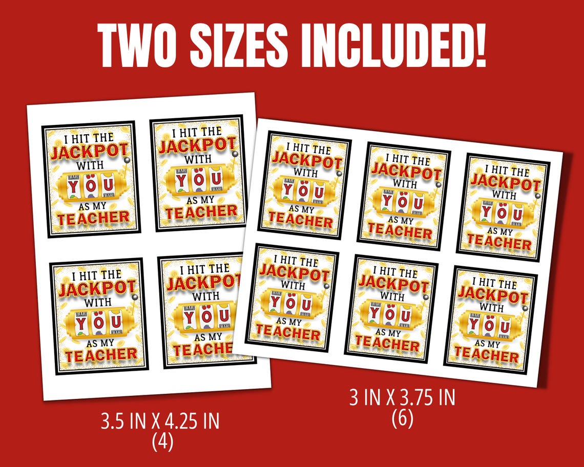 Teacher Appreciation Gift Tags, Jackpot Lottery Tag, Hit the Jackpot ...