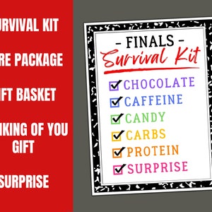 Finals Survival Kit Tags, High School College Student Finals Care ...