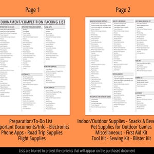 Sports Packing List, Tournament Game Competition Checklist for Athletes ...