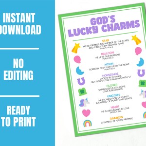 Gods Lucky Charms Tag & Activity Sheet Printable, Great for Family ...