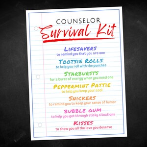Counselor Gift Tags, School Counselor Back to School Survival Kit ...